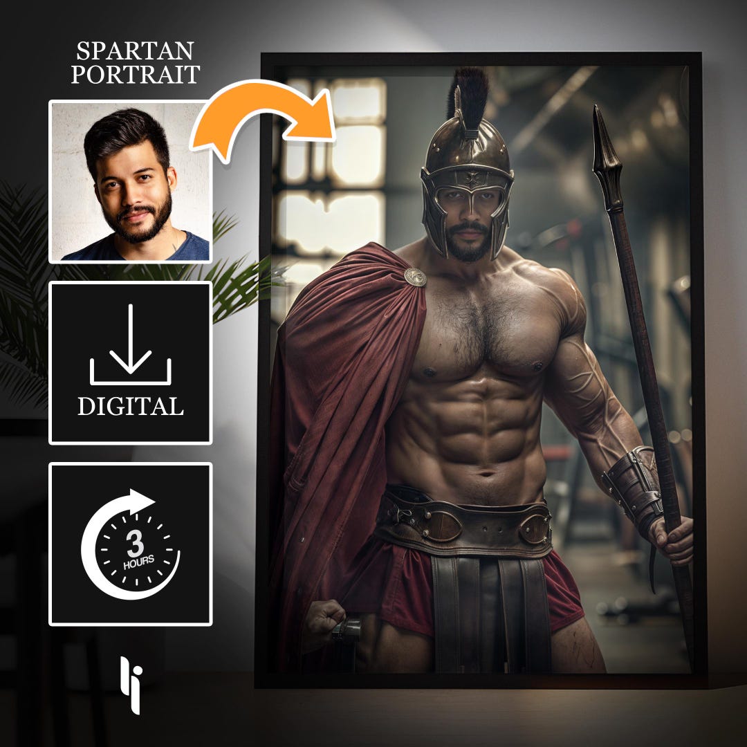 Custom 300 Spartan Warrior Portraits From Photo, Personalized Portraits ...