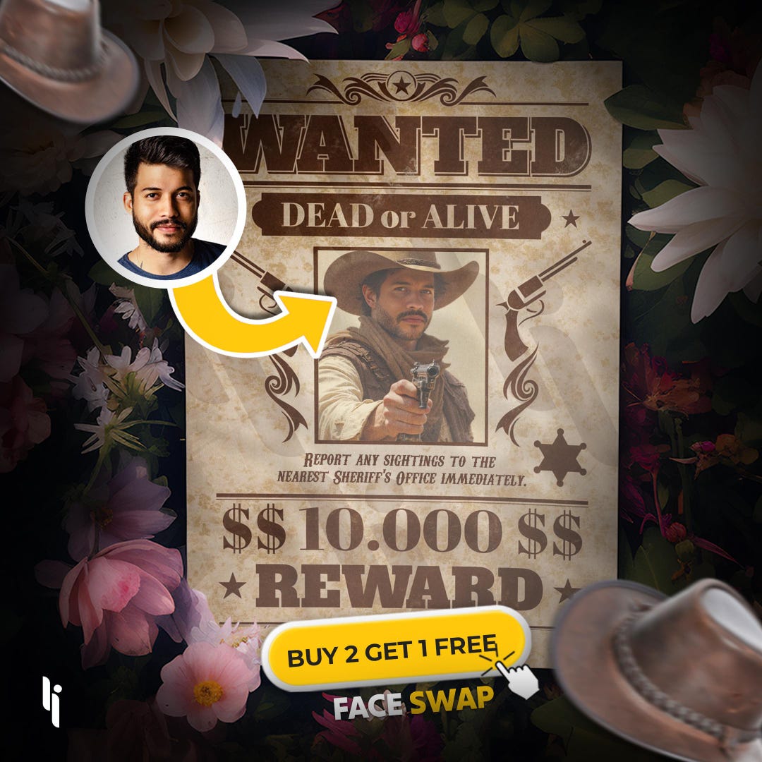 Custom Wanted Poster for Him, Personalized Western Portrait for Man ...