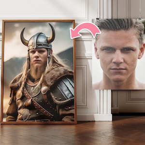 Custom Vikings Portrait From Photo, Personalized Viking Portrait ...