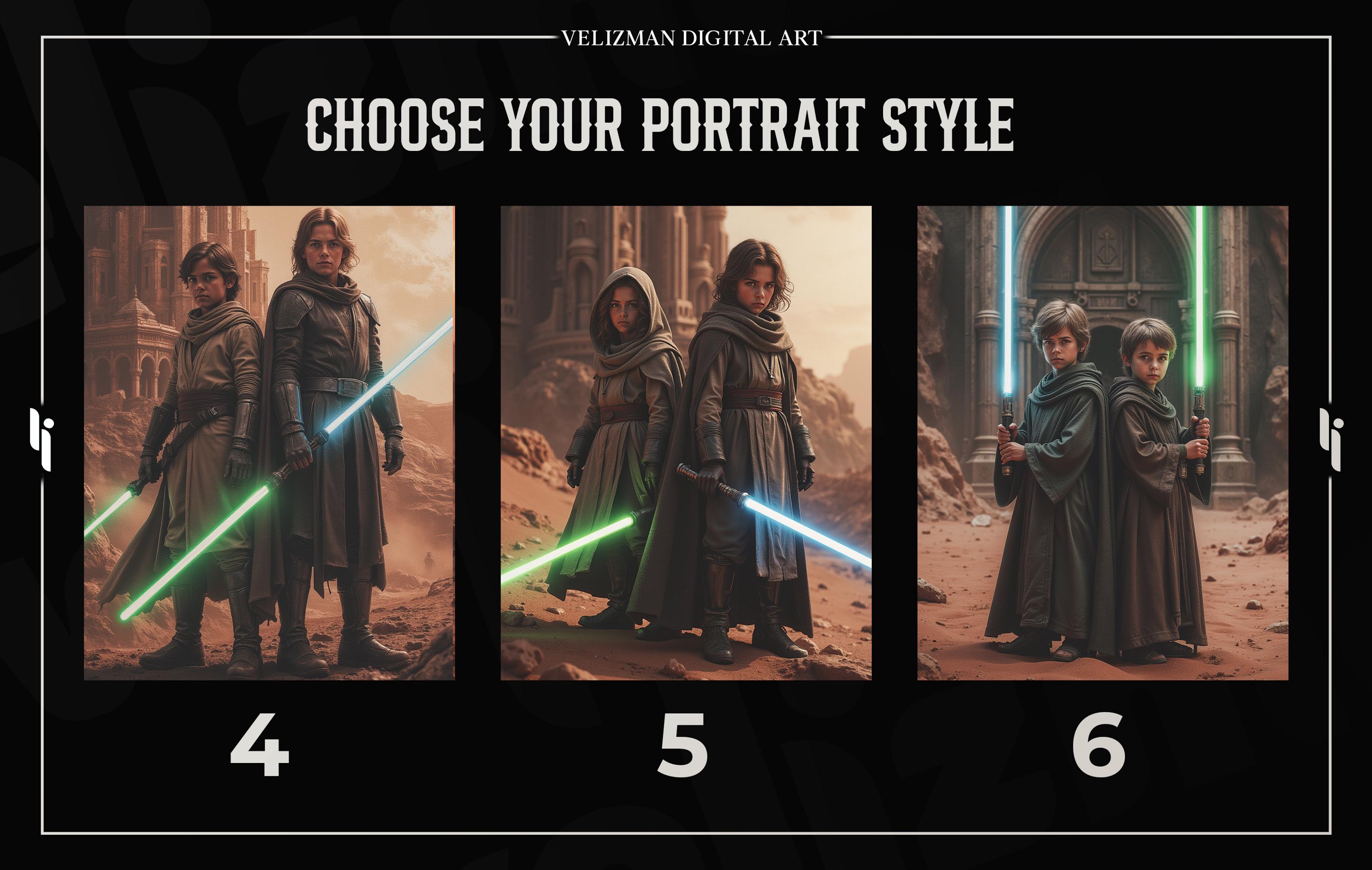 Custom Jedi Family Portrait, Star Wars Kids Portrait, Personalized ...