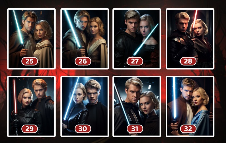 Custom Star Wars Couple Portrait, Custom Jedi Couple Portrait, Family ...