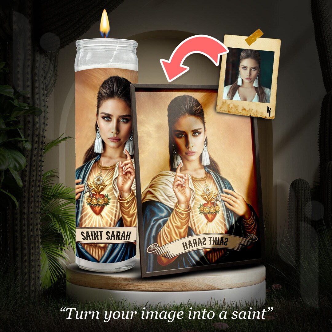 Custom Female Prayer Candle Portrait, Custom Gift Prayer Candle, Maid ...