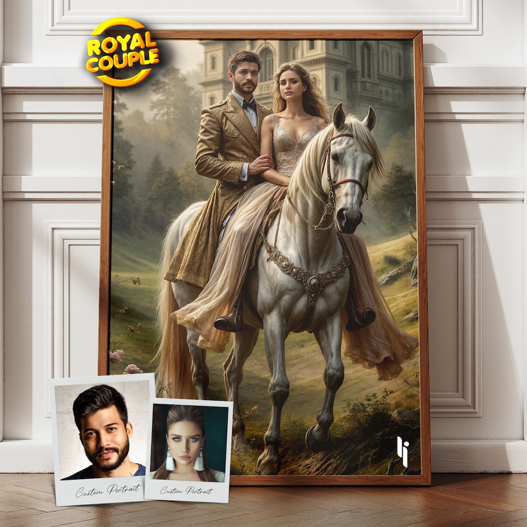 Custom Royal Couple Portrait, Victorian Style, Horseback Riding ...