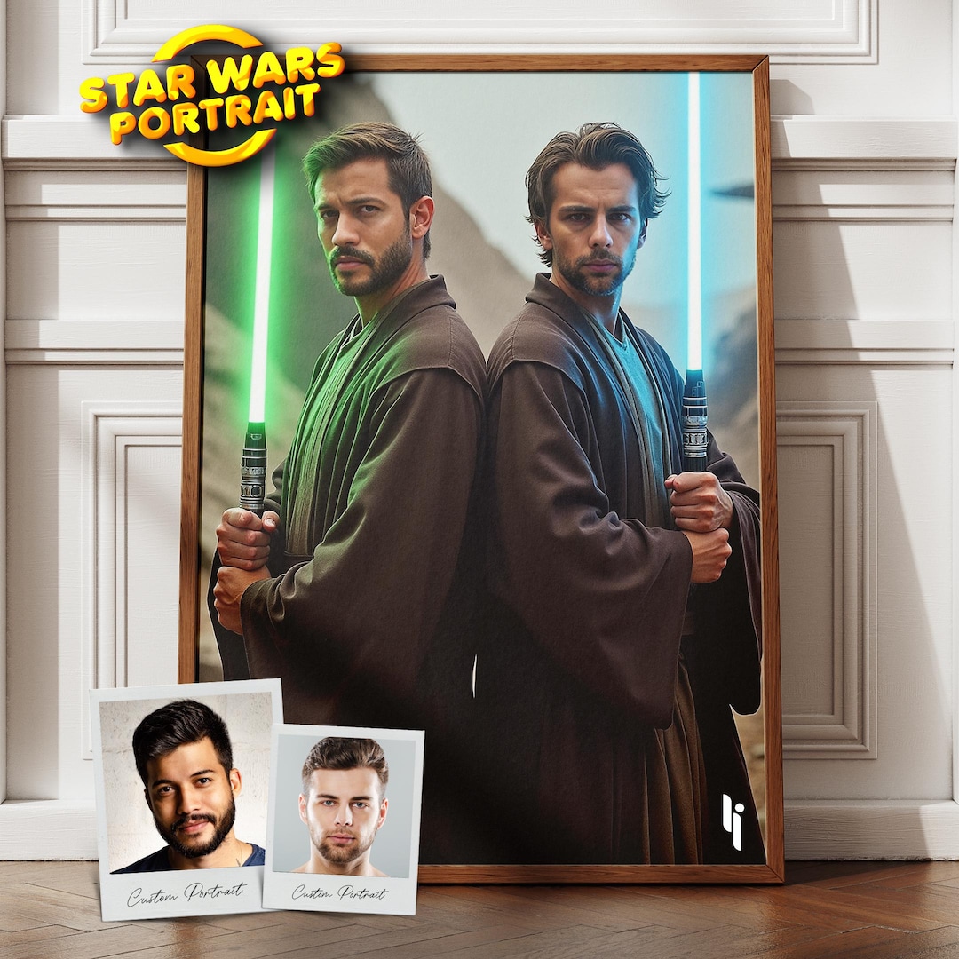 Custom Star Wars Couple Portrait, Custom Jedi Couple Portrait, Family ...