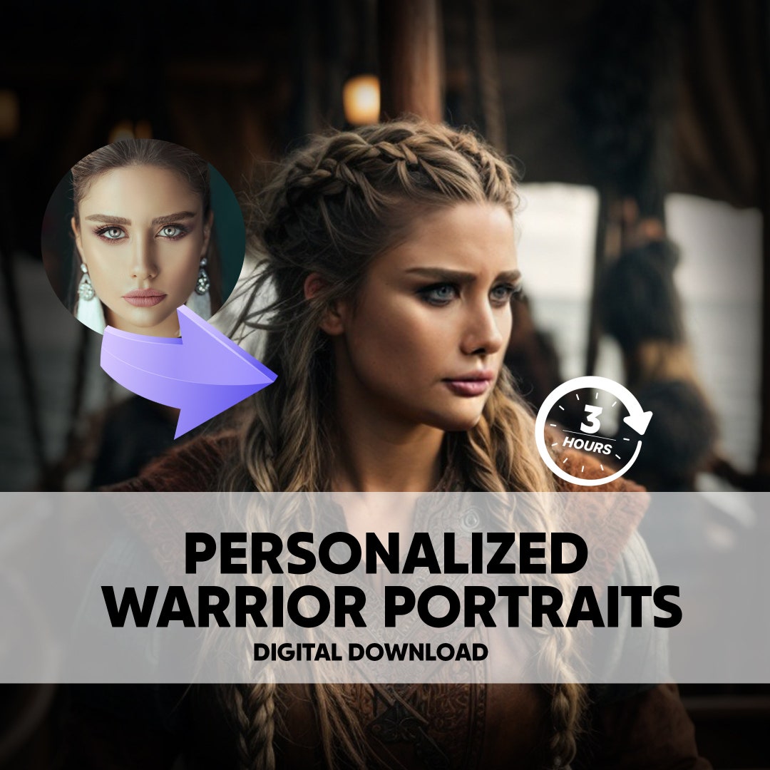 Custom Woman Vikings Warrior Realistic Portrait, Personalized Portraits ...