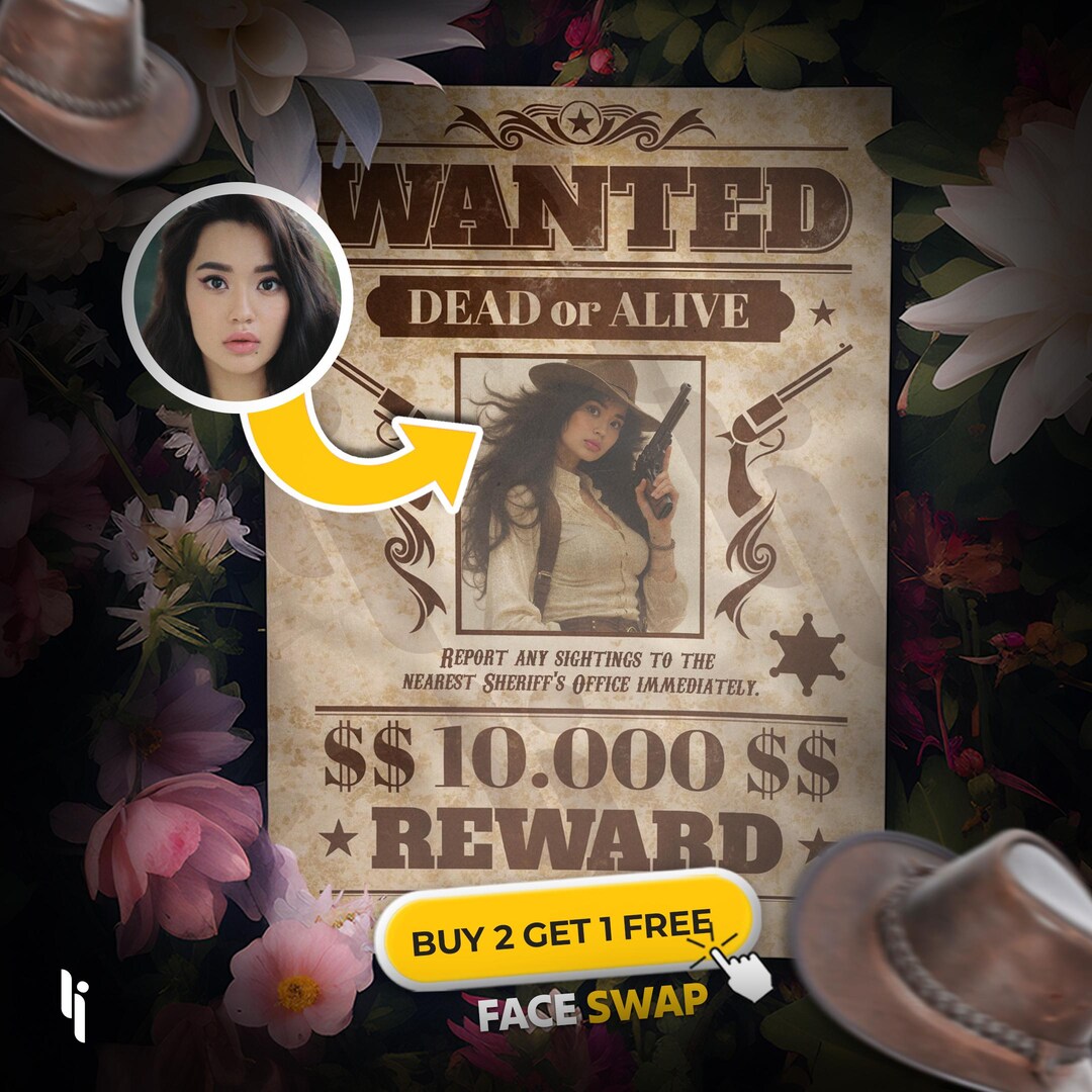 Wanted Poster for Women, Personalized Western Portrait for Women ...