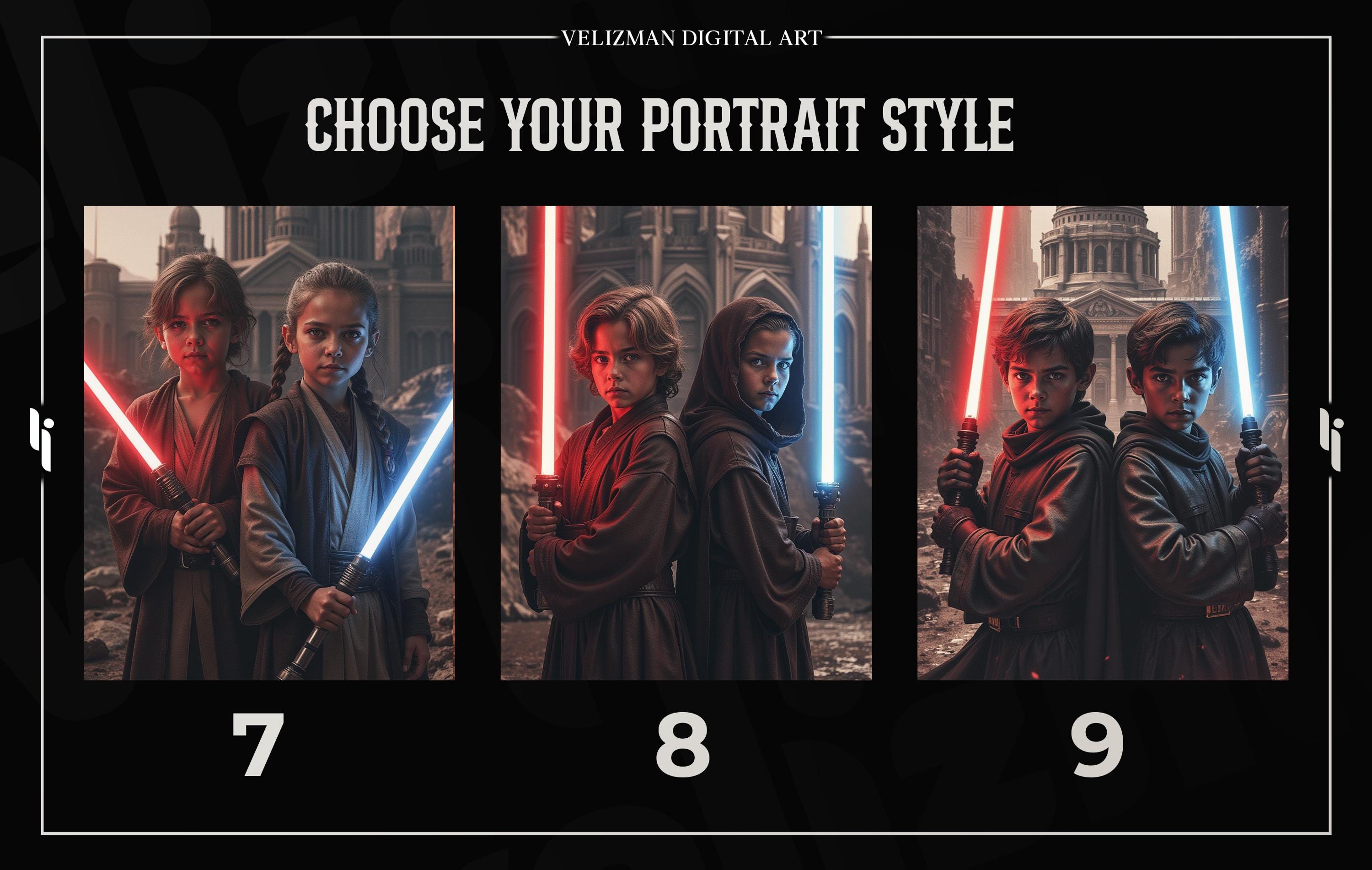 Custom Jedi Family Portrait, Star Wars Kids Portrait, Personalized ...