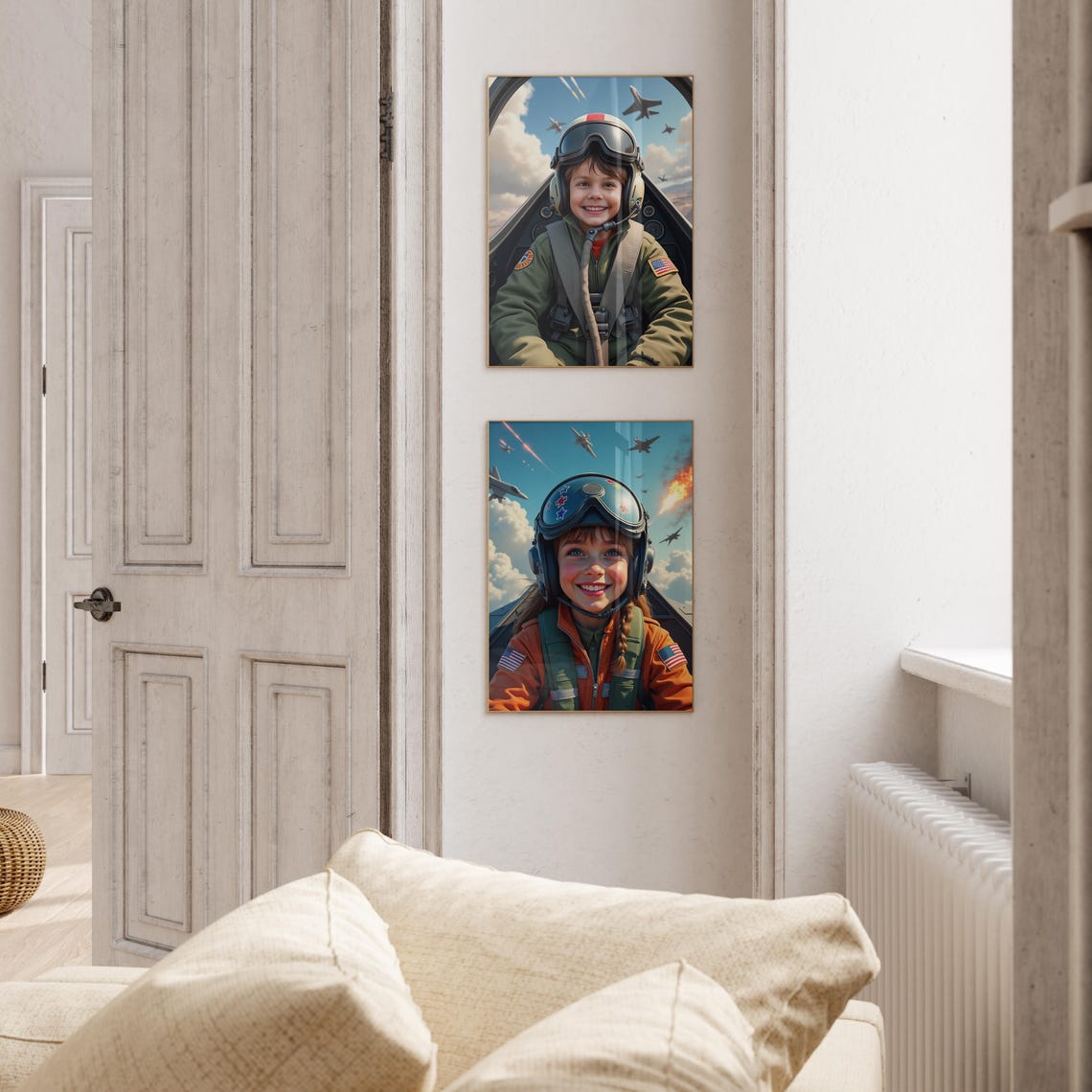 Custom Airplane Pilot Portrait From Photo, Fighter Pilot Portrait, Kids ...