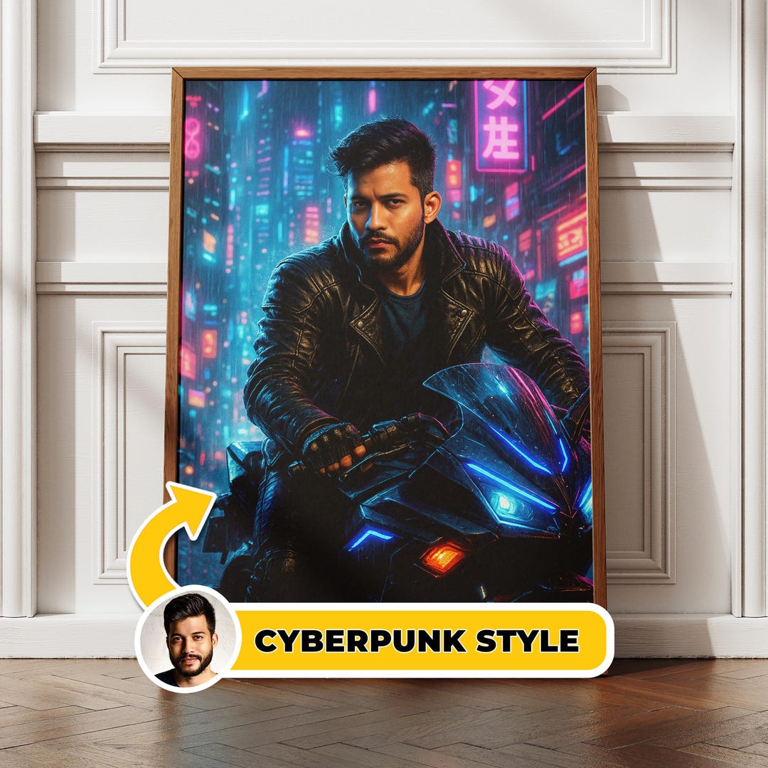 Custom Cyberpunk Portrait From Photo – Personalized Futuristic Digital ...