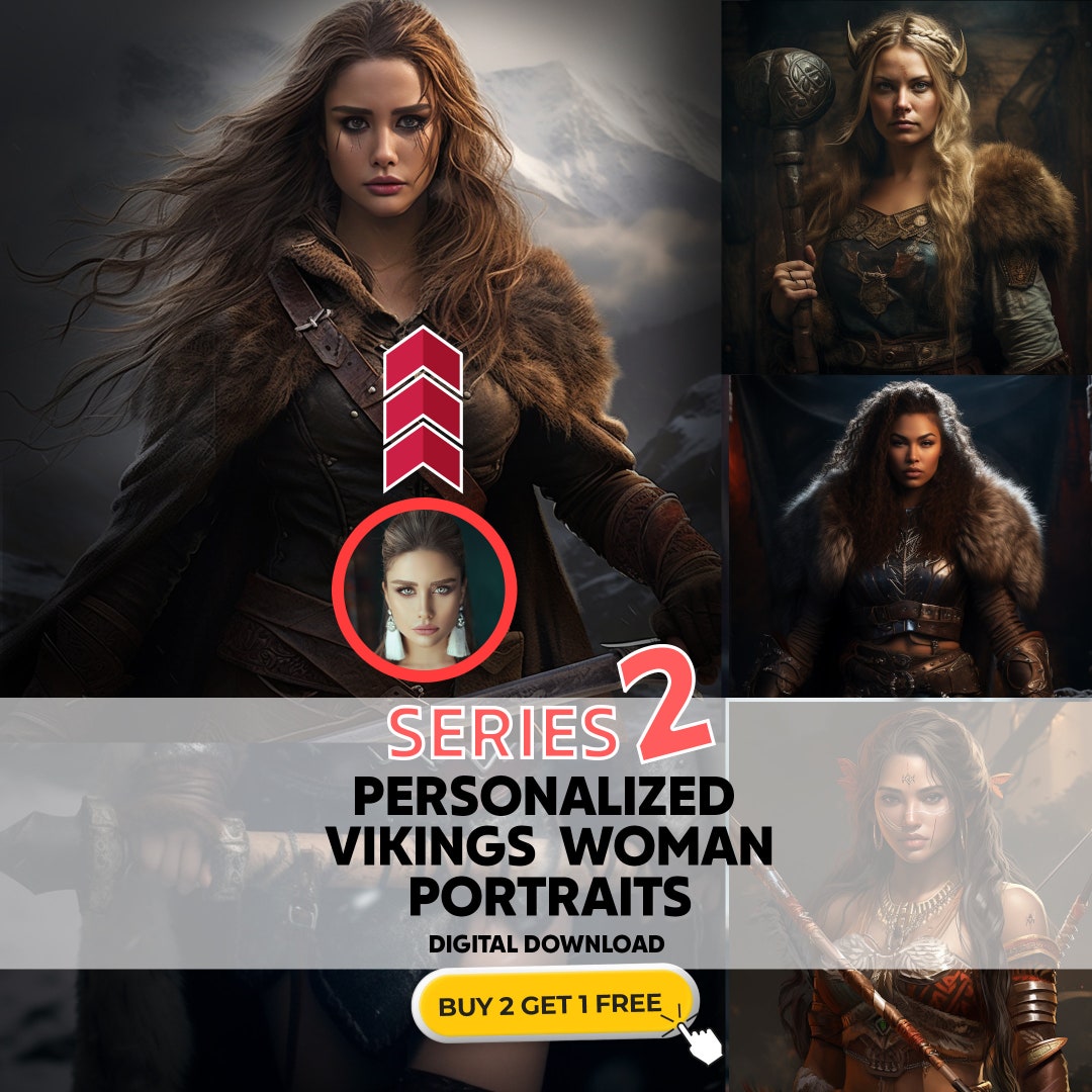Viking Woman Portrait Personalized Canvas, Custom Viking Portrait From ...