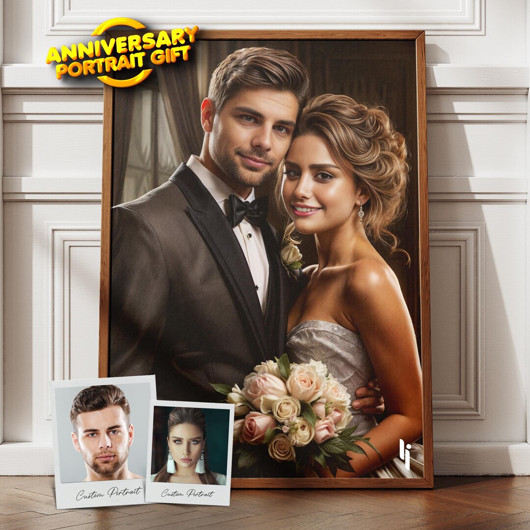 Custom Engagement Couple Portrait, Couple Portraits Gift for Boyfriend ...