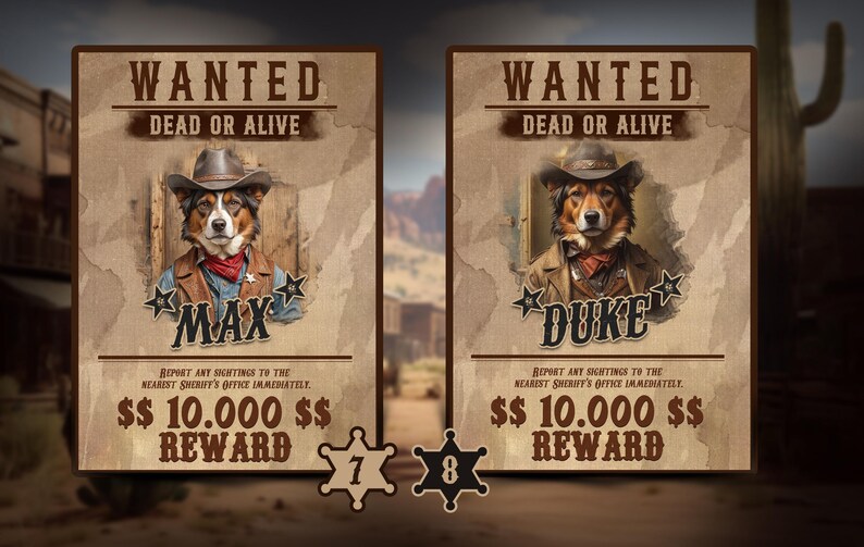 Custom Wanted Poster for Dogs, Personalized Western Portrait for Pets ...