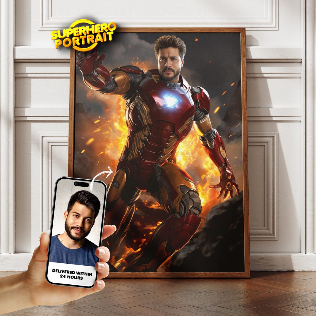 Custom Iron Man Portrait From Photo | Personalized Portrait | Ironman ...