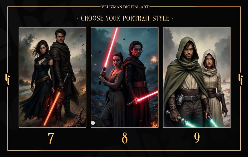 Custom Star Wars Couple Portrait, Jedi Theme (digital Download) - Etsy