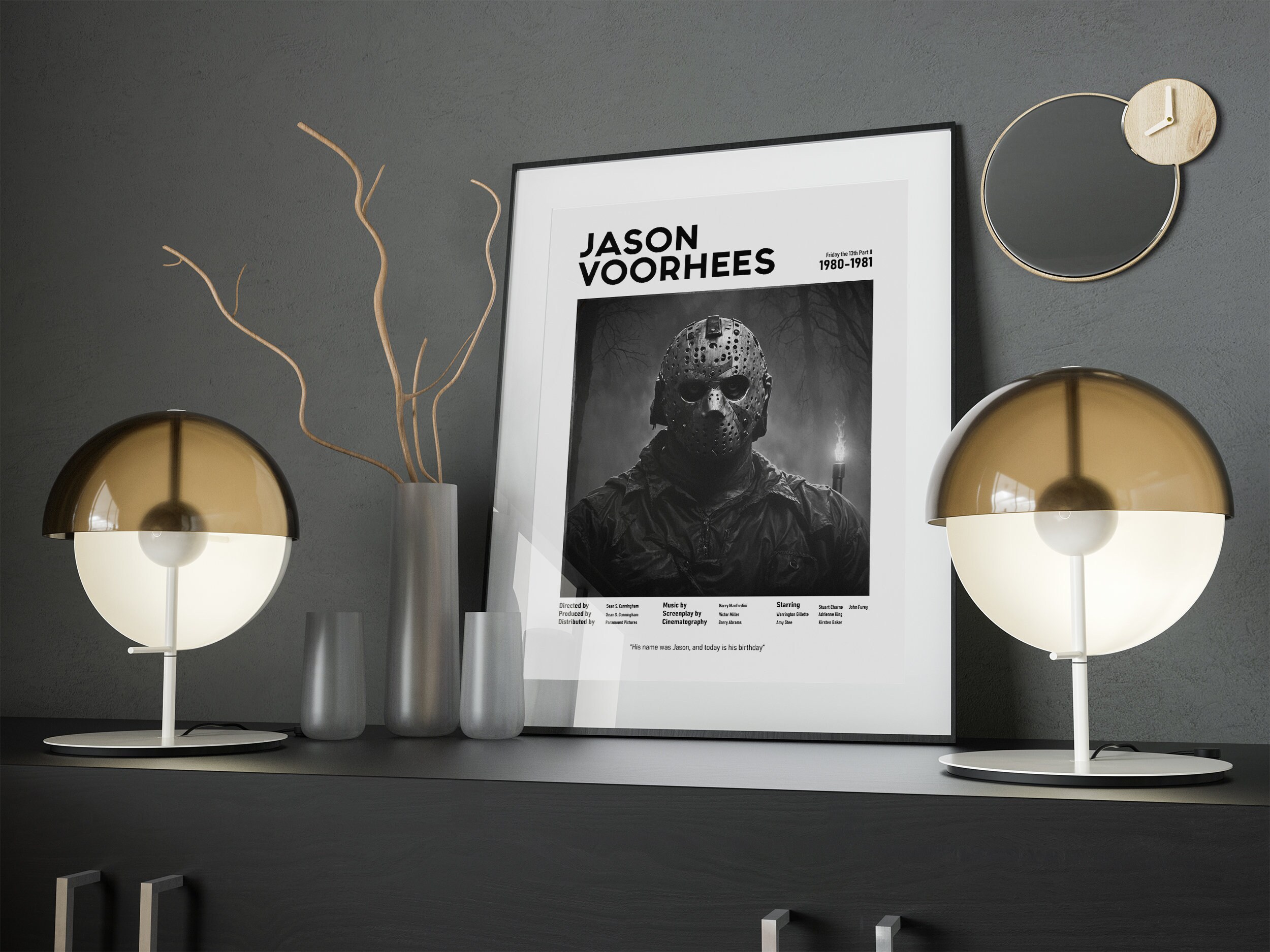 Friday the 13th, Jason Voorhees Poster Black and White Vintage Poster ...