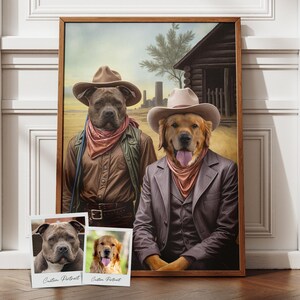 Custom Cowboys Portrait, Dog Portrait, Western Cowboy, Dog Portrait ...