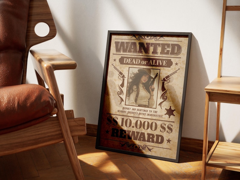 Wanted Poster for Women, Personalized Western Portrait for Women ...