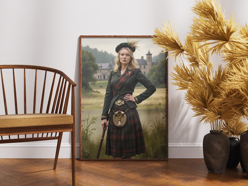 Custom Scottish Woman Portrait From Photo, Gift for Her, Personalized ...