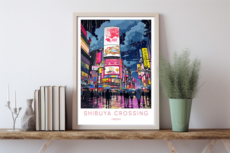 Shibuya Crossing Mural Gift Art Print Japan Travel Picture Shibuya ...