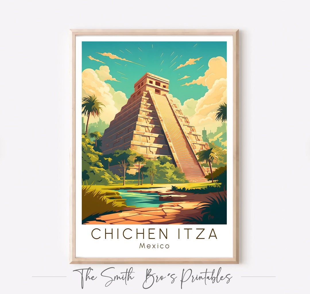 Chichen Itza Mural Gift Art Print Mexico Travel Image Chichen Itza ...