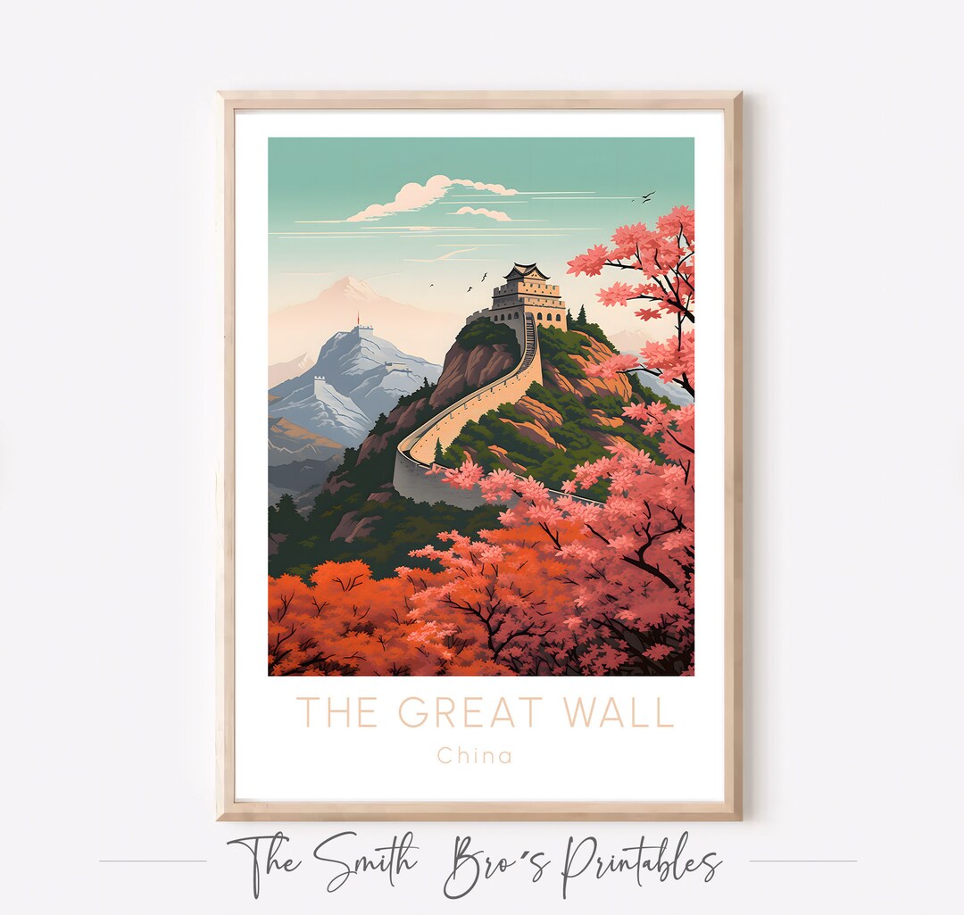 The Great Wall Mural Gift Art Print China Travel Picture Print Minimalist Poster Download Wall ...