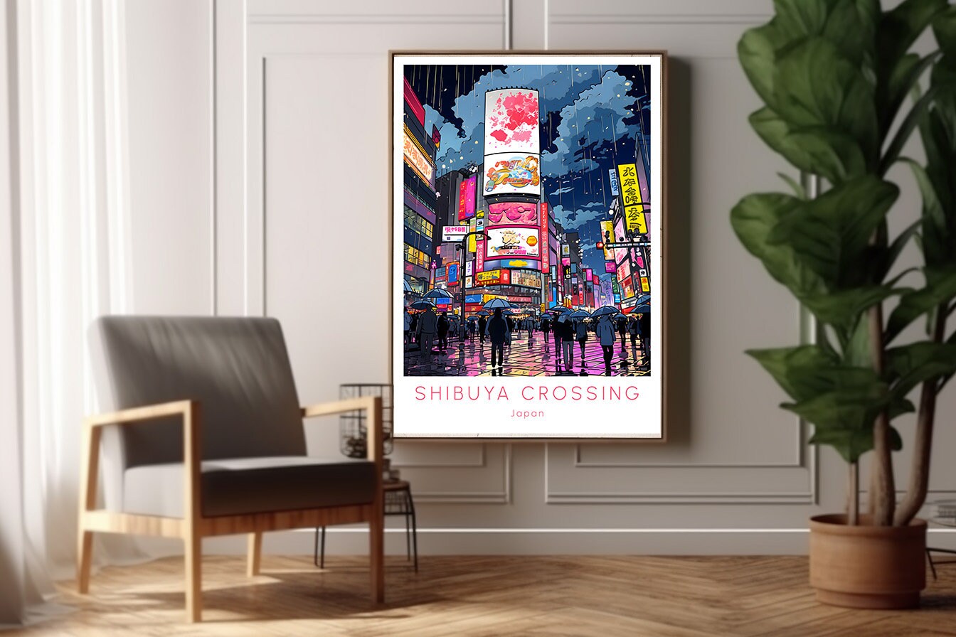 Shibuya Crossing Mural Gift Art Print Japan Travel Picture Shibuya ...