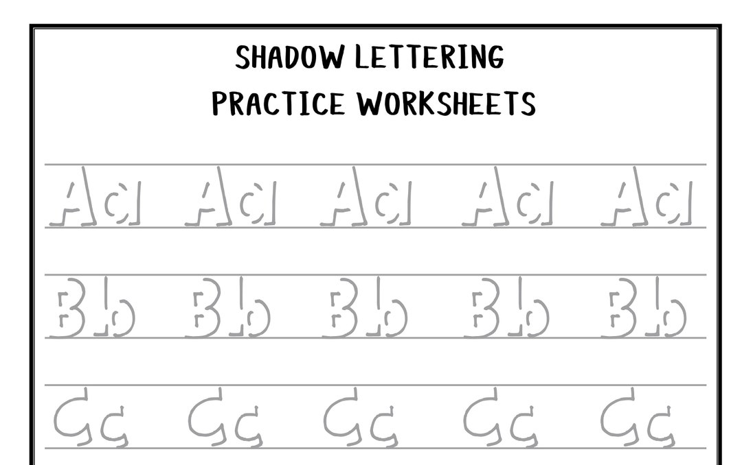 Shadow Lettering Practice Worksheets | Easy and Simple | Digital ...
