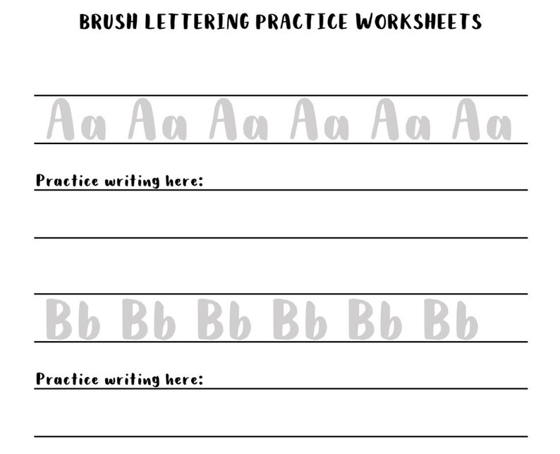 Brush Lettering Practice Worksheets | Digital Download - Etsy