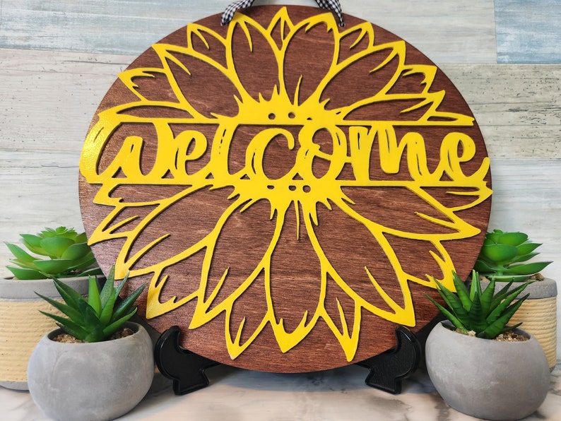 Welcome Sign, Welcome, Custom Sign, Sunflower Welcome Sign, Welcome ...