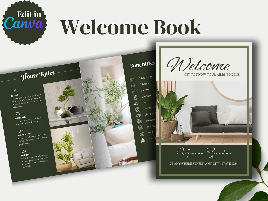 Airbnb Welcome Book Template, Canva Welcome Guide Vacation Rental ...