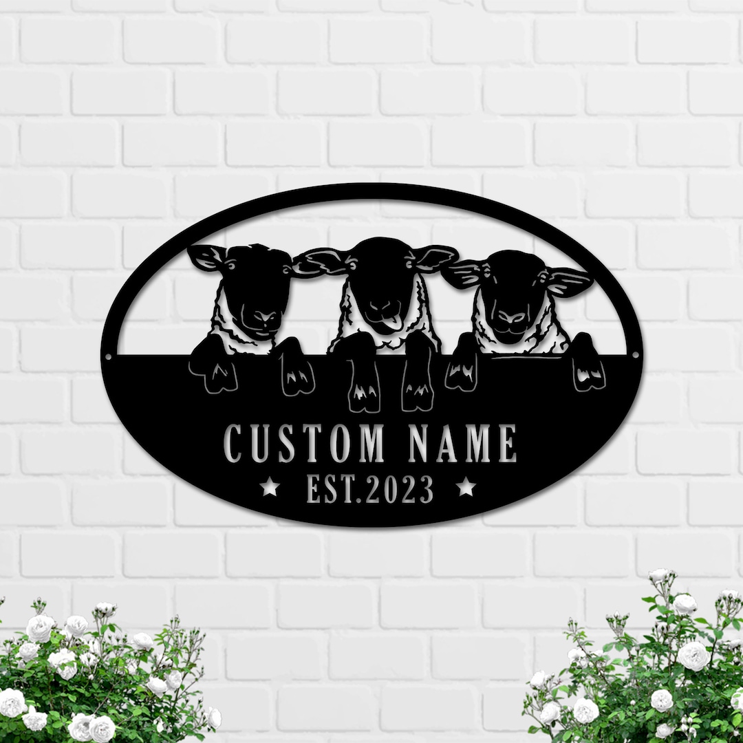 Custom Sheep Farmhouse Metal Wall Art, Sheep Ranch Decor, Farm Sign ...