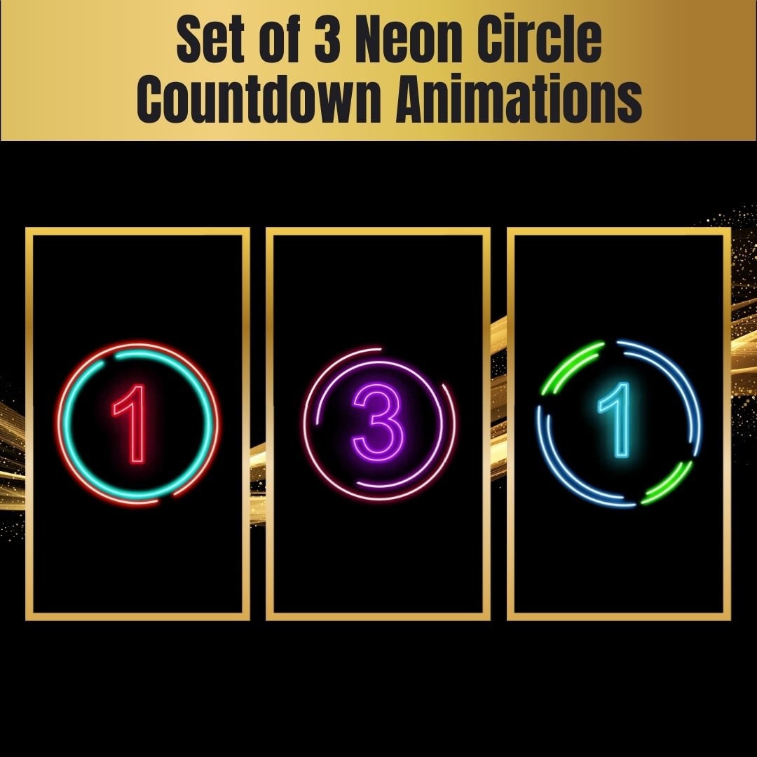 Set of 3 Neon Circle Countdown Animations Animation for Photo - Etsy