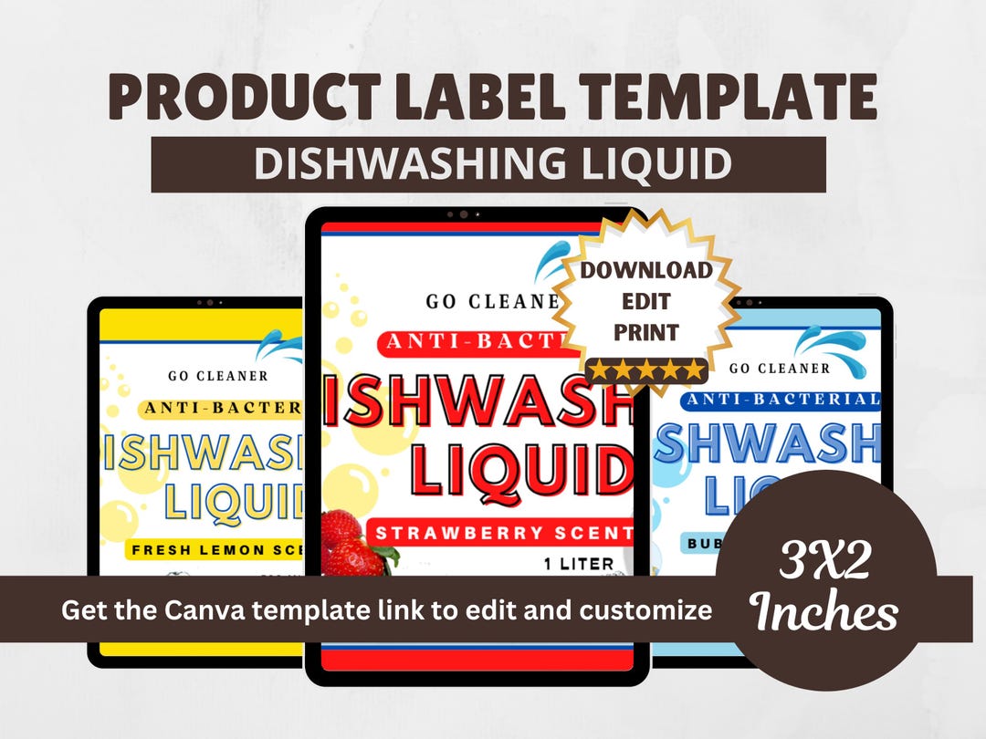 Product Label for Dishwashing Liquid Soap Editable in Canva - Etsy