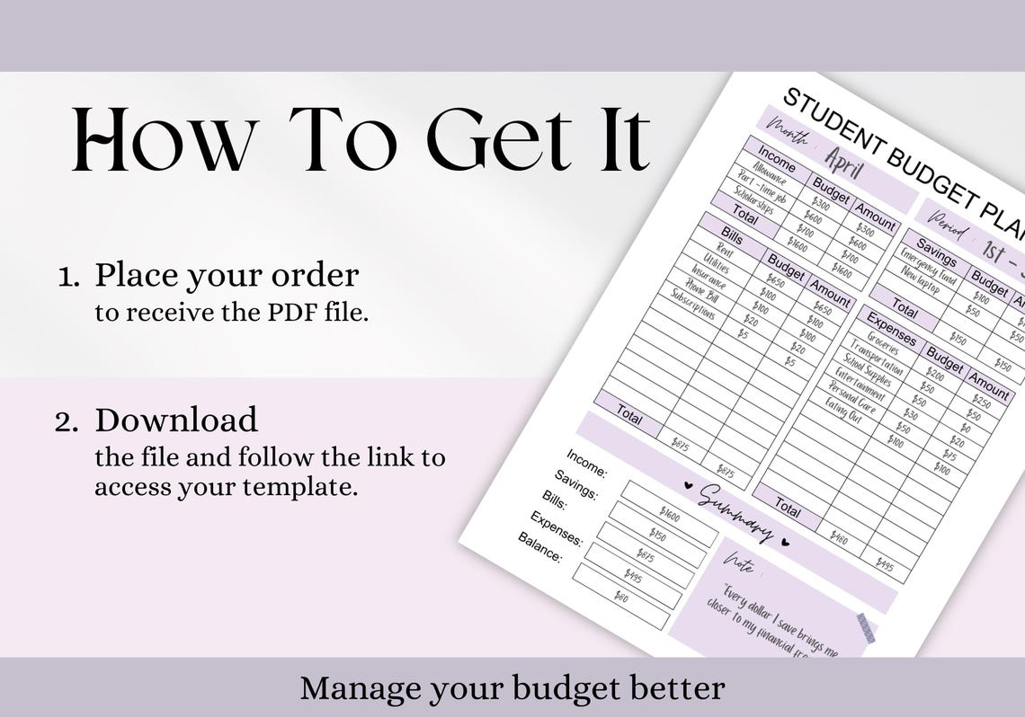 College Student Budget Planner Printable Template, Monthly Budget ...