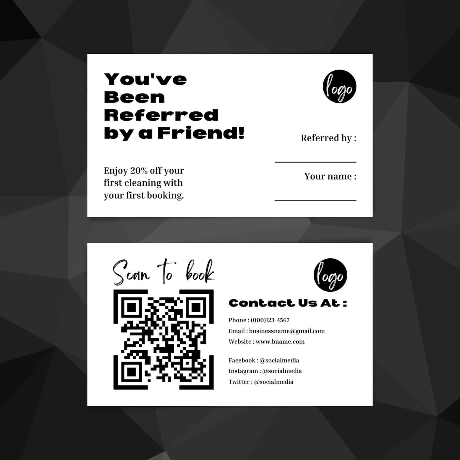 Cleaning Business Referral Card Template, Refer A Friend Card, Small ...