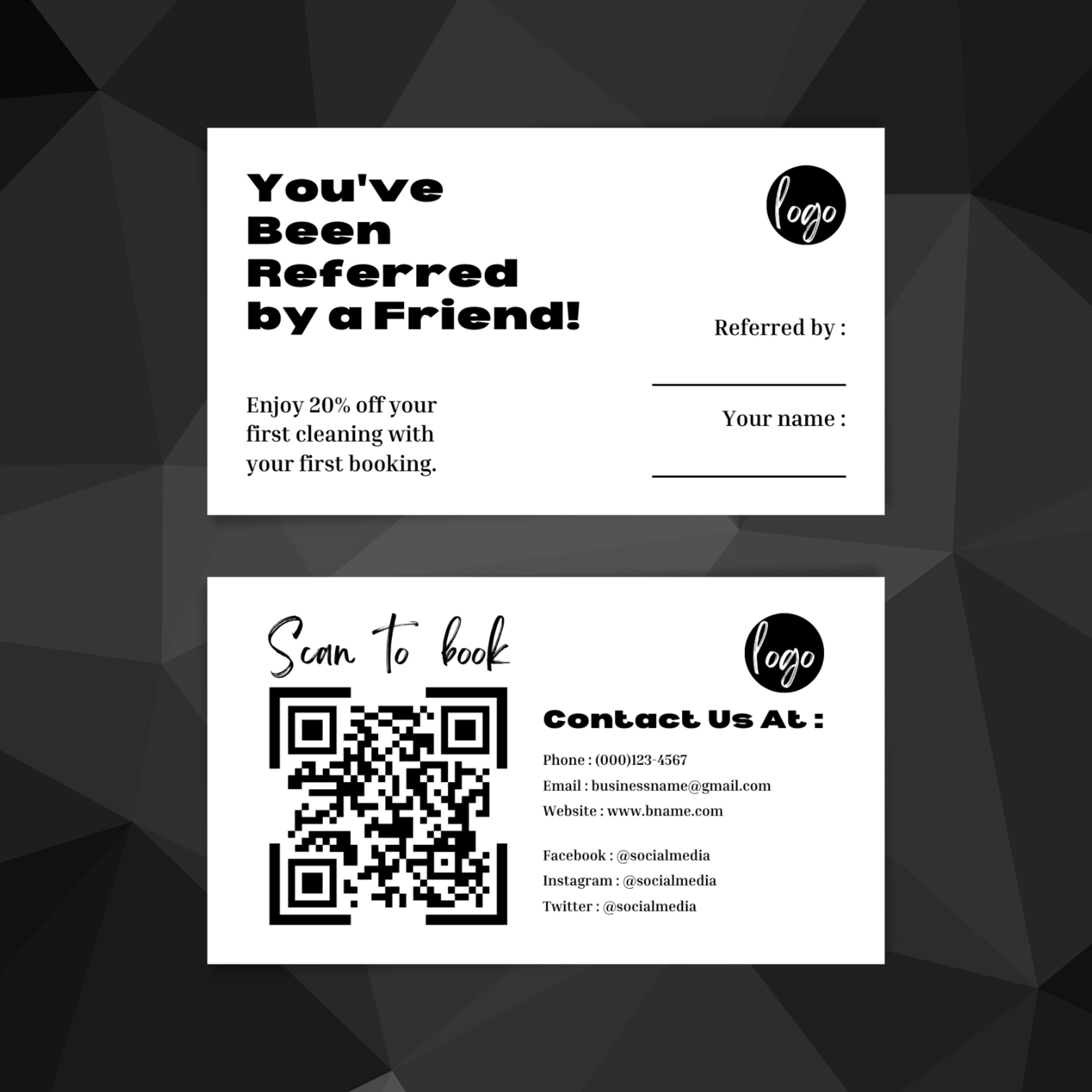 Cleaning Business Referral Card Template, Refer A Friend Card, Small ...