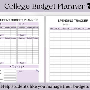 College Student Budget Planner Printable Template, Monthly Budget ...