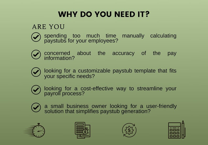 Easy to Use Paystub Template for Small Business, Editable Paystub ...