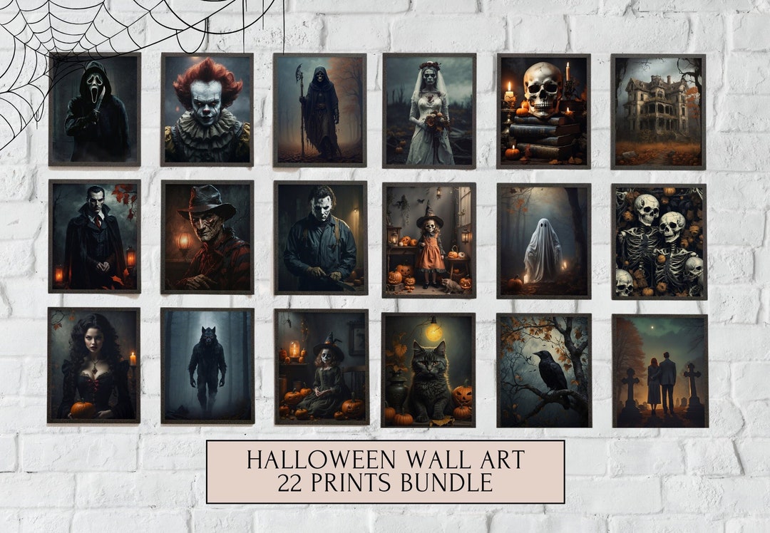 Halloween Wall Art Printables Bundle 22 Spooky Home Decor - Etsy