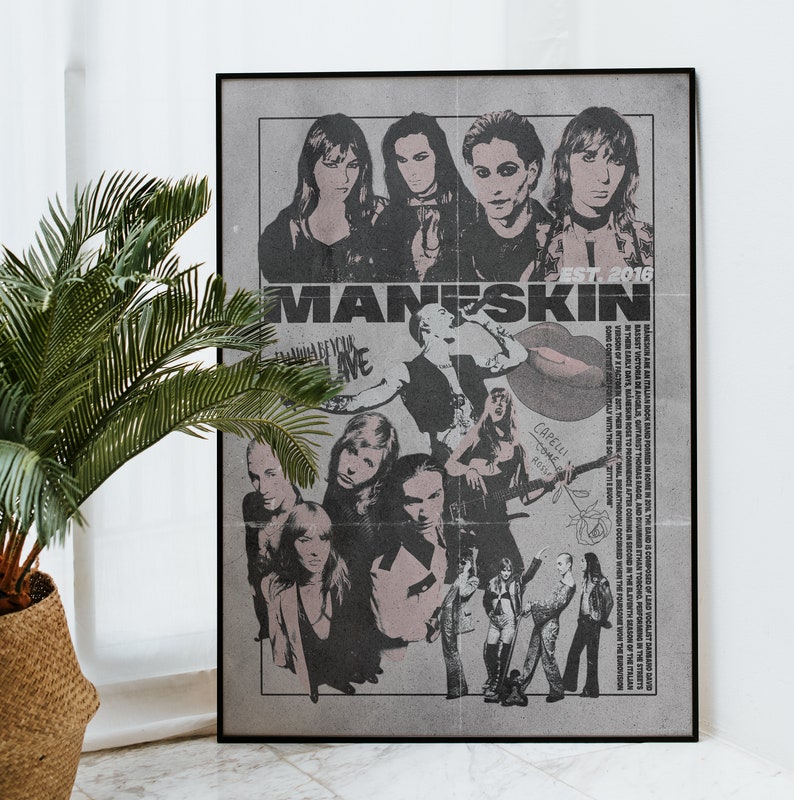 Unique Printable Maneskin Poster Trendy Wall Art for Music Lovers Rock ...