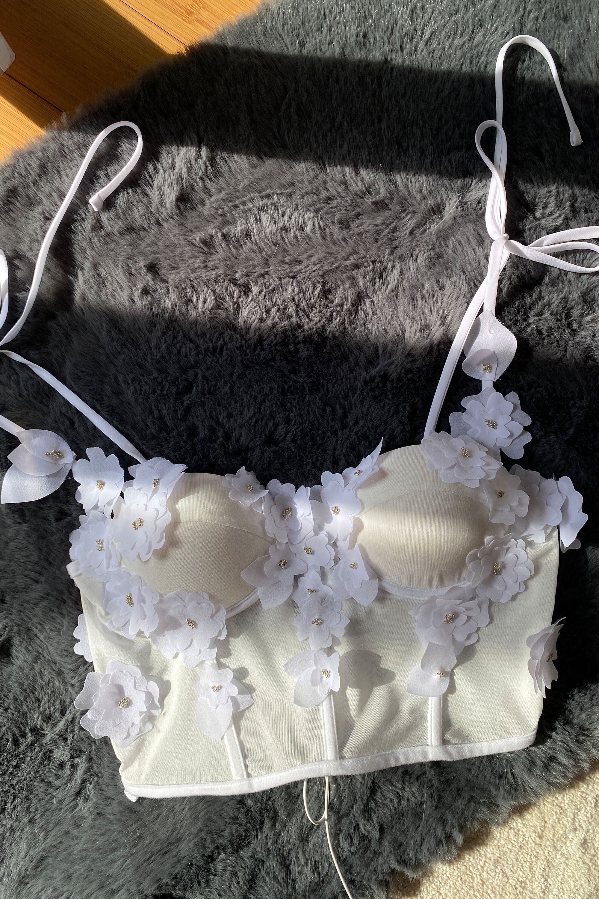 Lili Wedding Corset. off White Mesh, Bra Cups, Bones. Lace up Corset ...