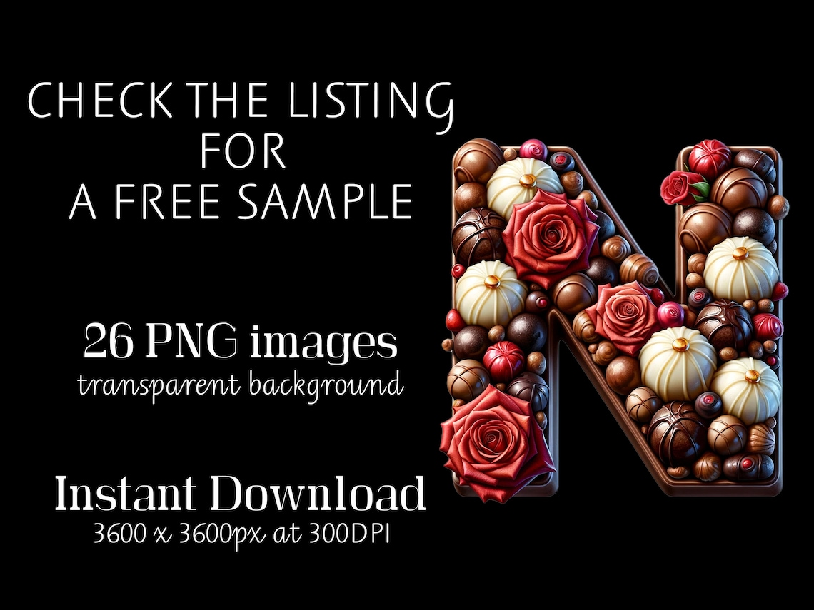 Chocolate Letters Clipart Chocolate Alphabet PNG - Etsy