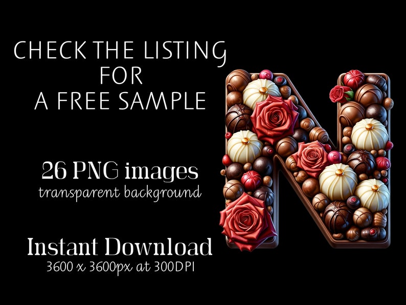 Chocolate Letters Clipart Chocolate Alphabet PNG - Etsy