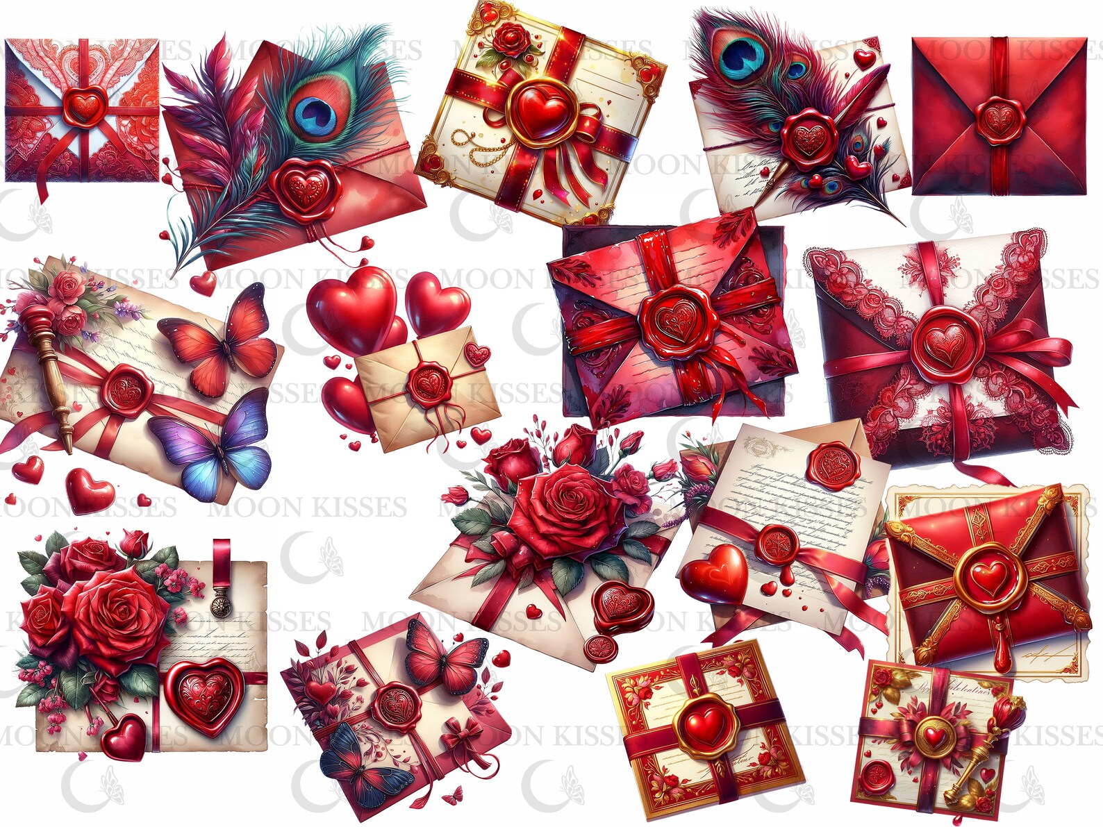 Valentine's Letters Clipart Romantic Mail Clip Art Love-stamped Letters ...