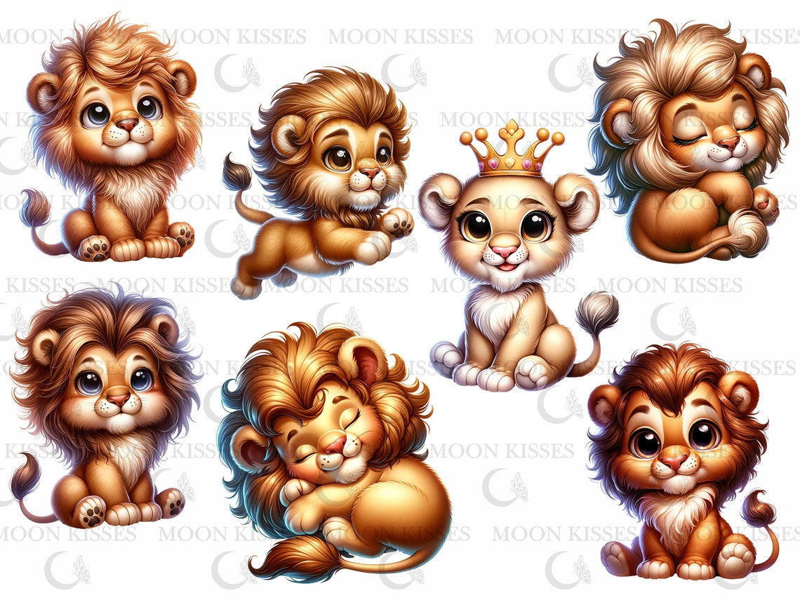 Lion Cub Clipart African Safari Animals Clip Art Lion Cub PNG Cute Lion ...