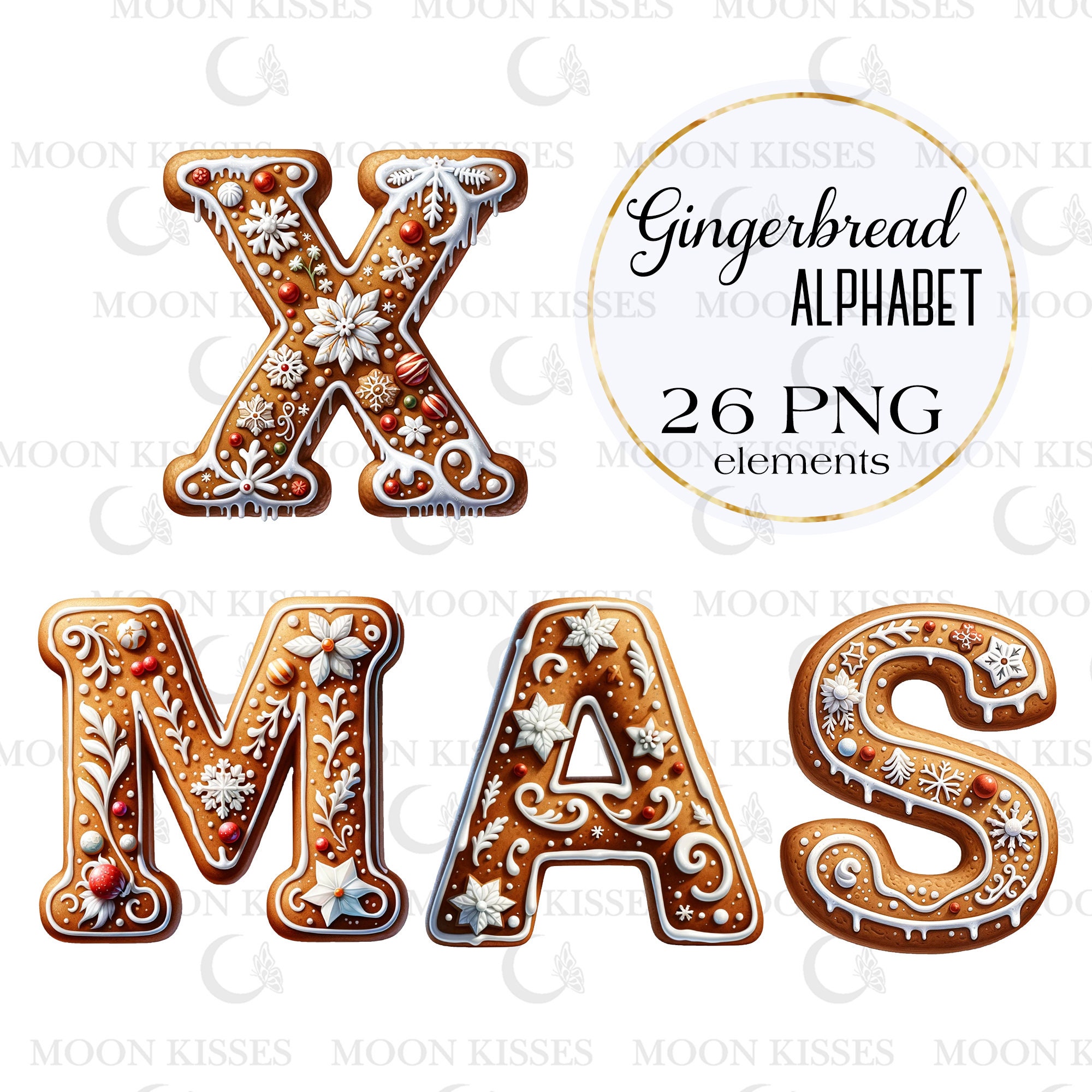 Gingerbread Letters Clipart Cookie Alphabet PNG Christmas Alphabet PNG ...