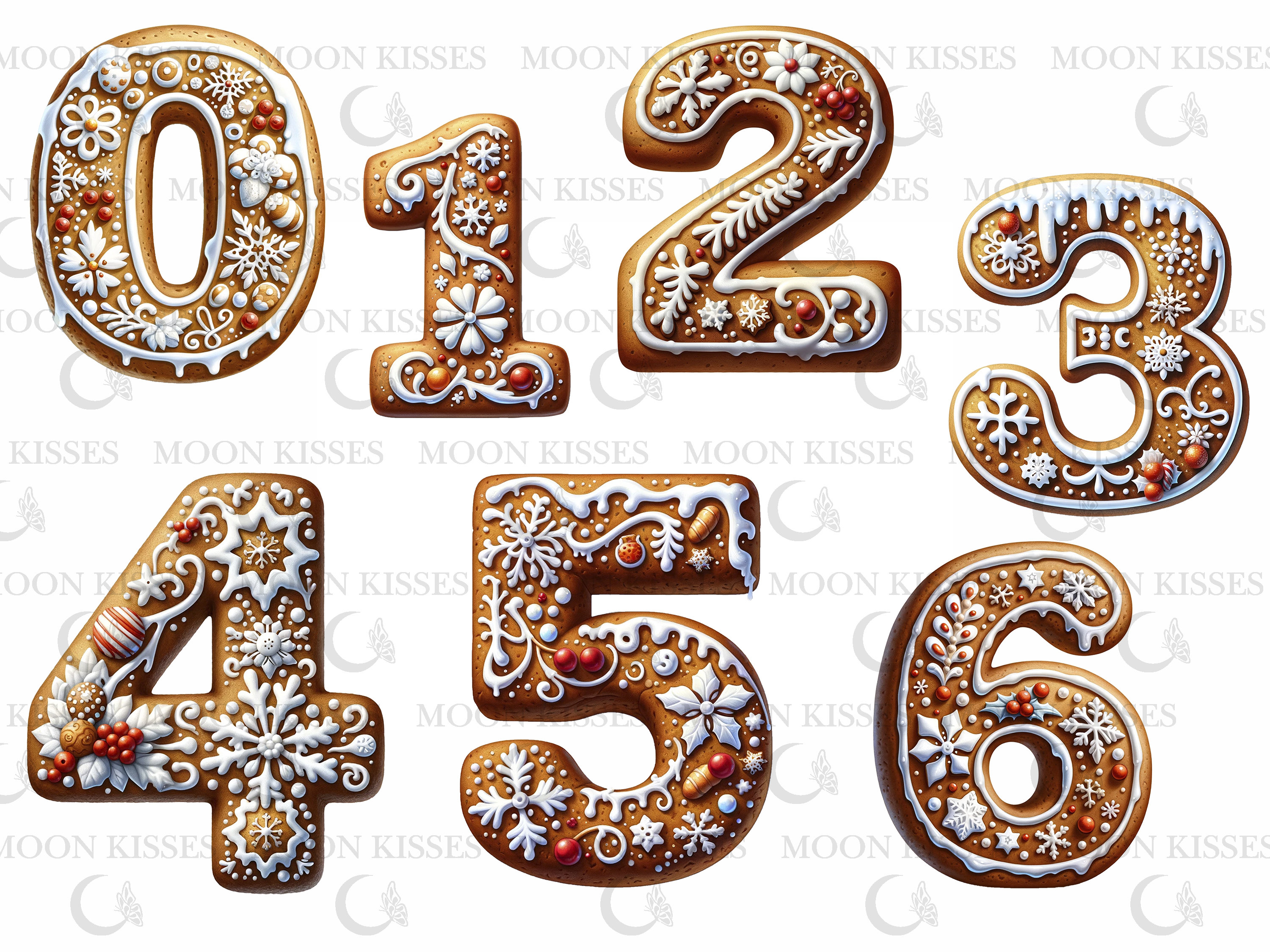Christmas Numbers Clipart Cookie Numbers PNG Gingerbread 0 9 PNG Cookie ...