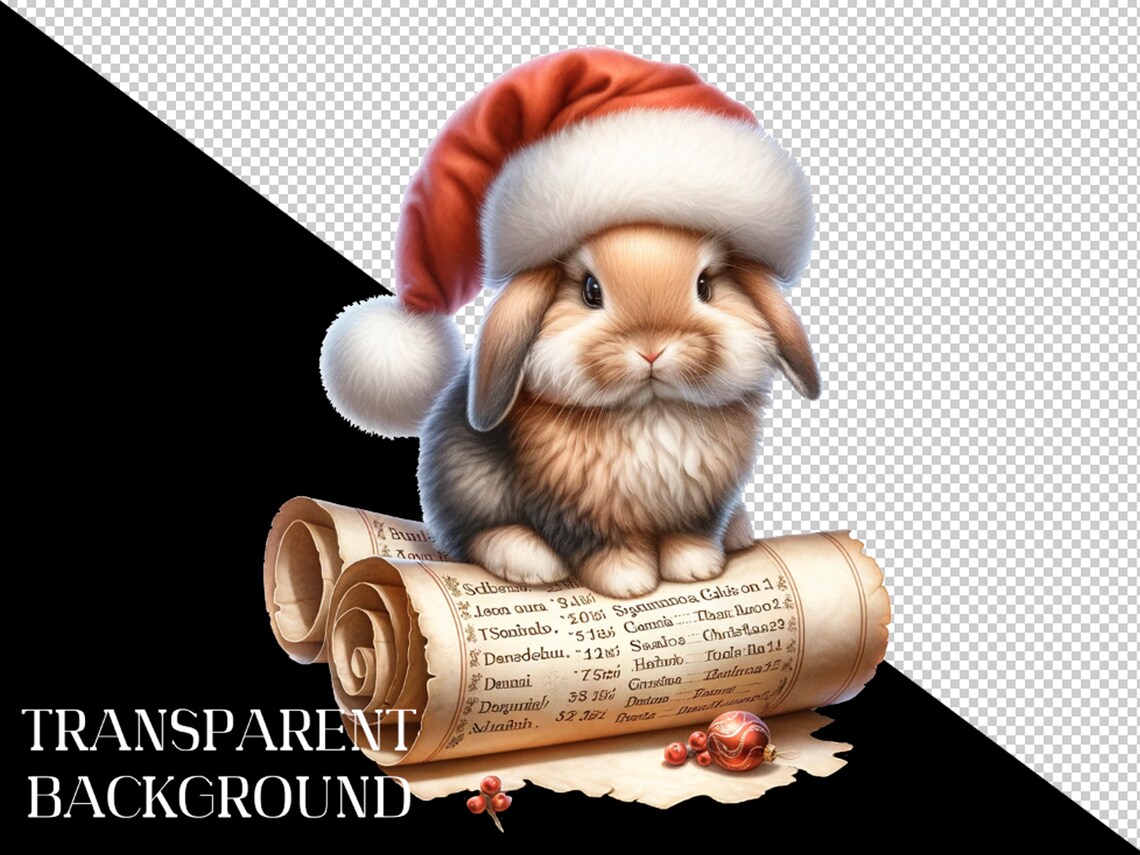 Christmas Bunny Clipart Watercolor Rabbit Illustration Design Cute ...