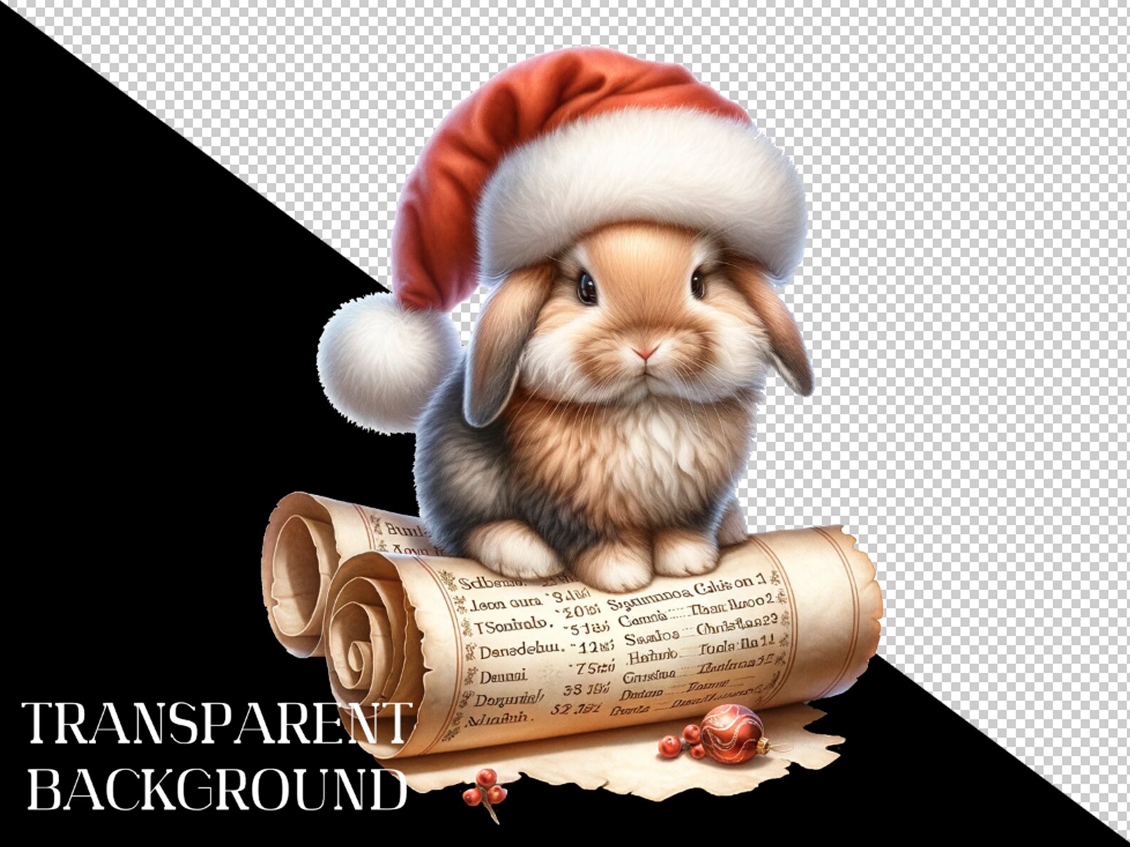 Christmas Bunny Clipart Watercolor Rabbit Illustration Design Cute ...