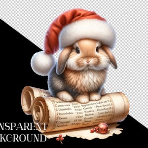 Christmas Bunny Clipart Watercolor Rabbit Illustration Design Cute ...